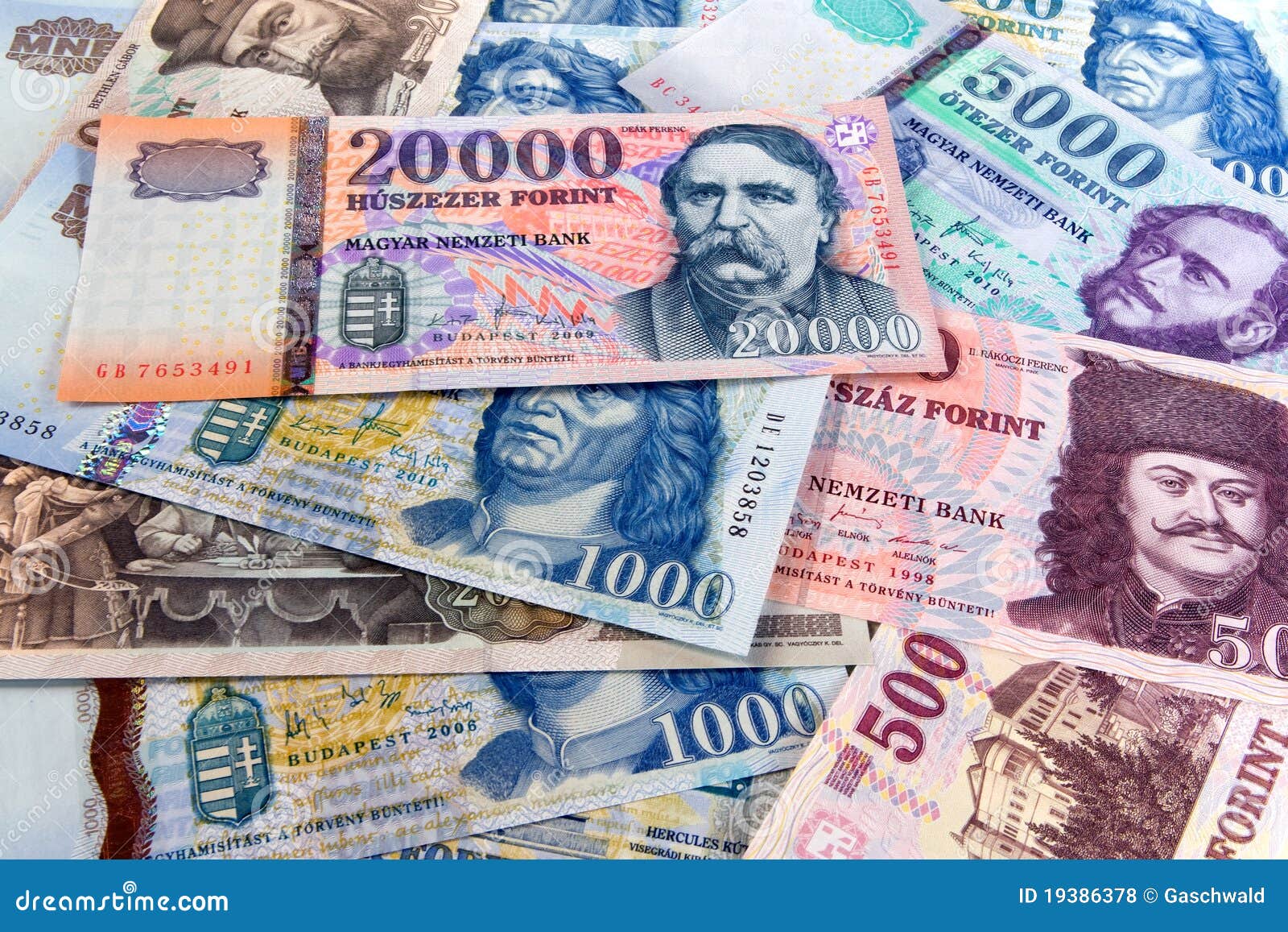 Different Hungarian Banknotes Stock Photo - Image of payment, exchange ...