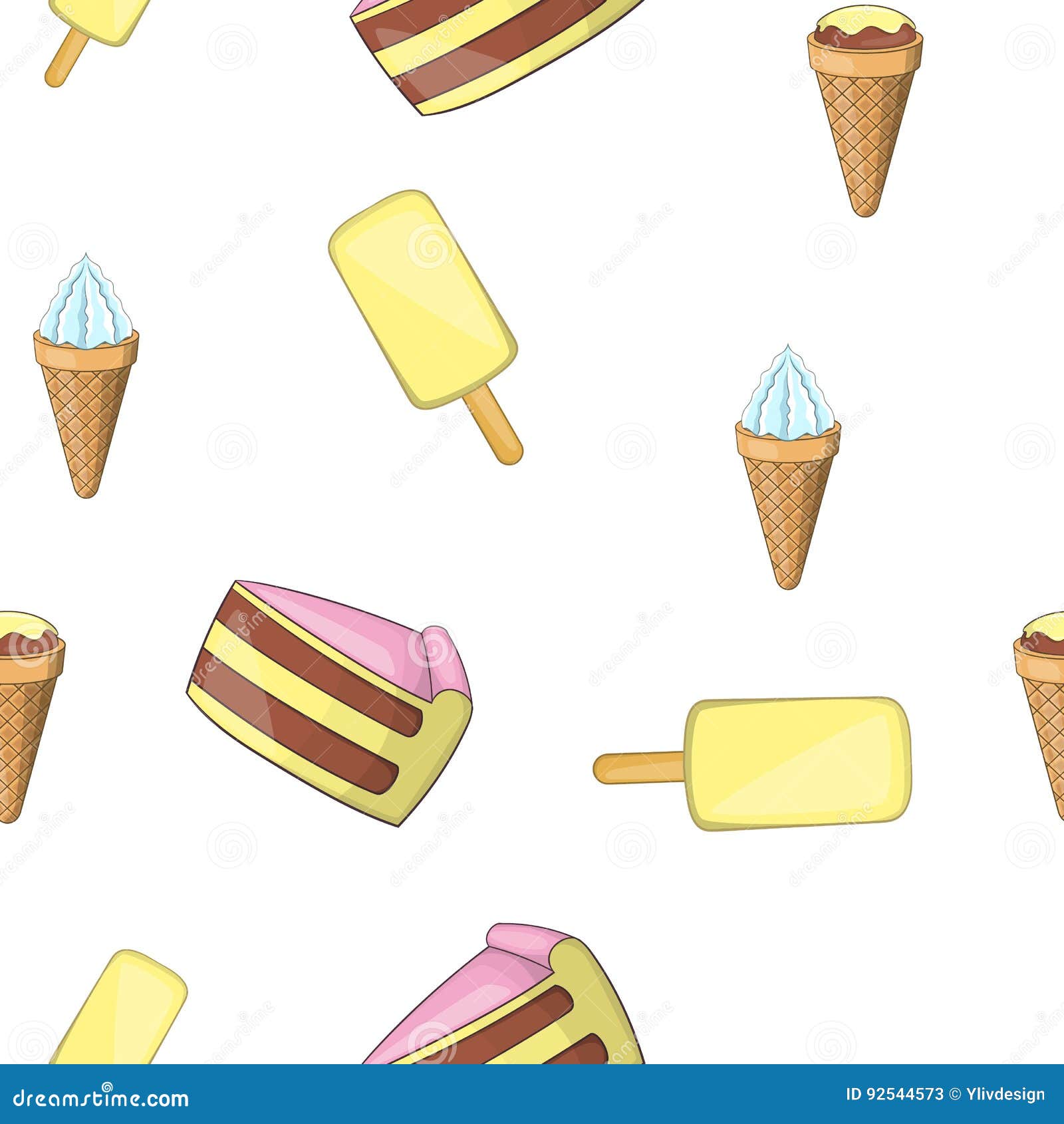 Different Ice Cream Pattern, Cartoon Style Stock Vector - Illustration ...