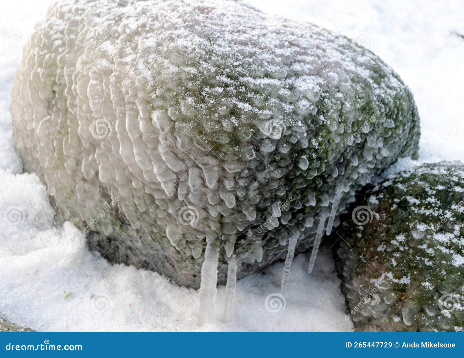 Different Ice Formations on Rocks on the Seashore, Ice Texture, Wind ...