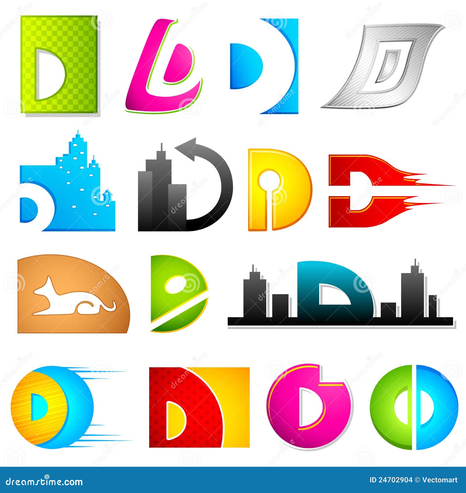 Different Icon with Alphabet D Stock Vector - Illustration of builder ...