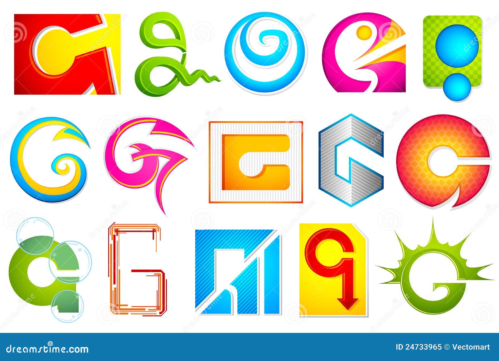 Different Icon with Alphabet G Stock Vector - Illustration of font ...
