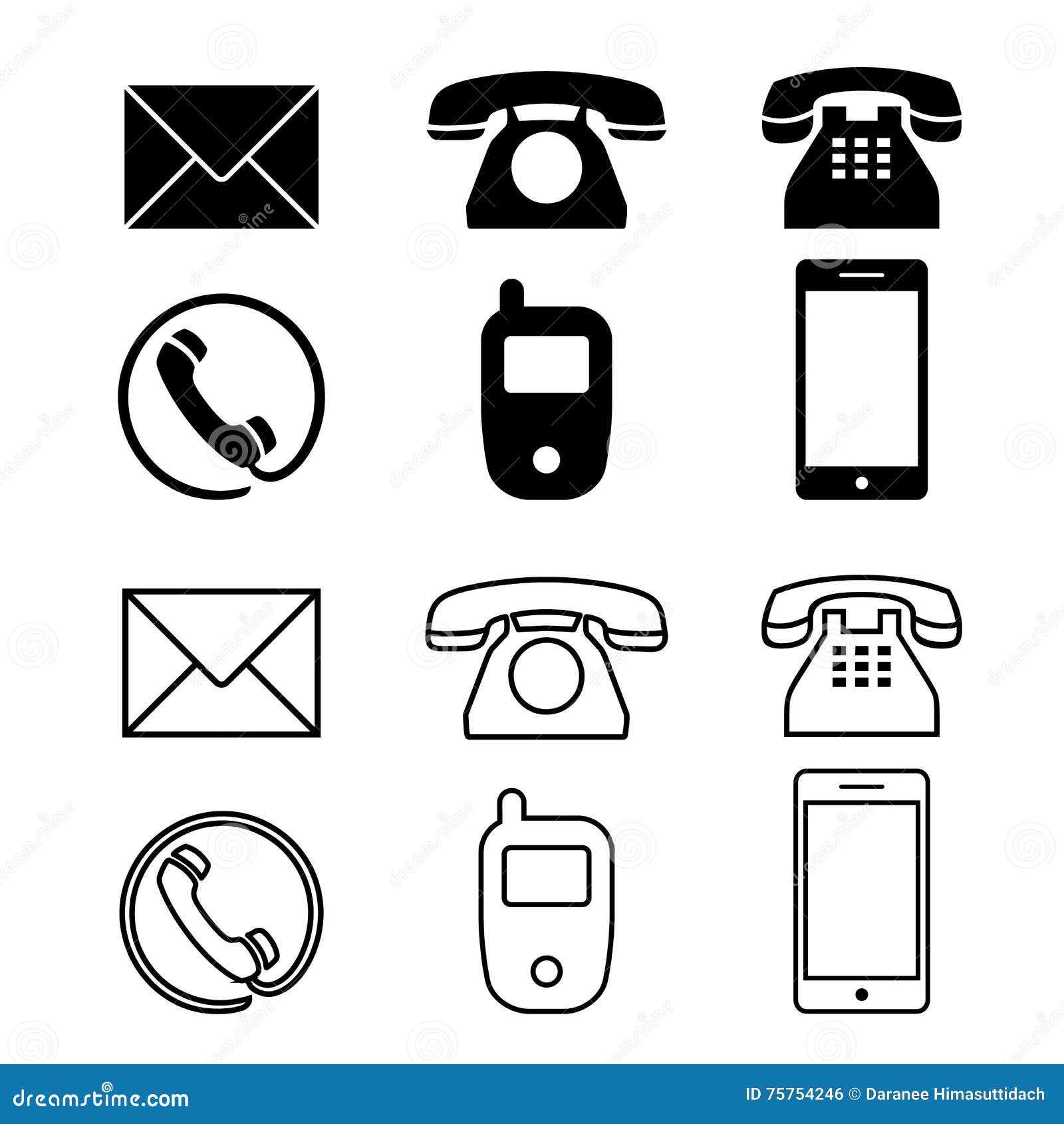 Different Icon Phone Simple Telephone Vector Illustration Stock Vector ...
