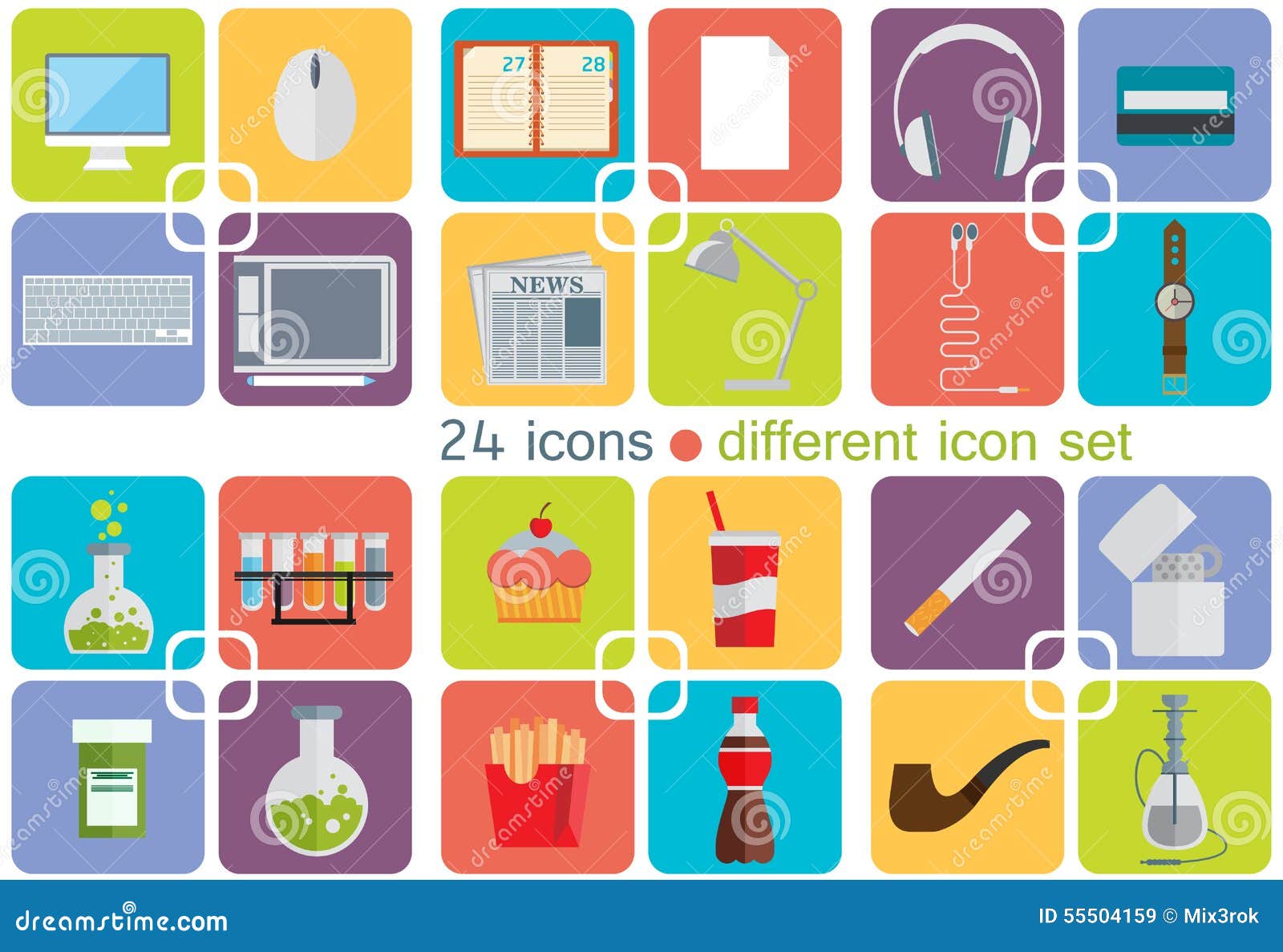 Different icon set. Vector stock vector. Illustration of tablet - 55504159