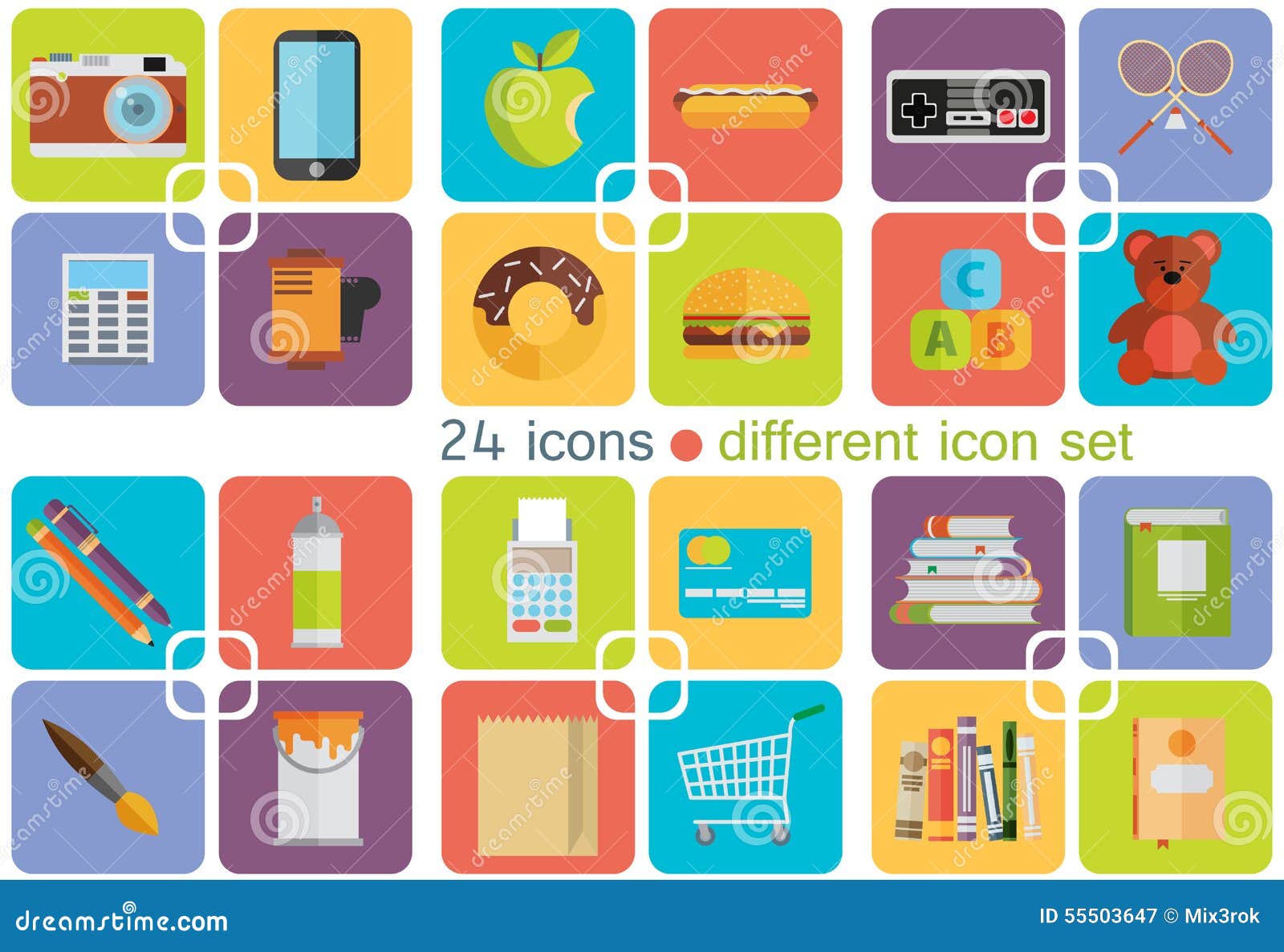 Different icon set. Vector stock vector. Illustration of cubes - 55503647
