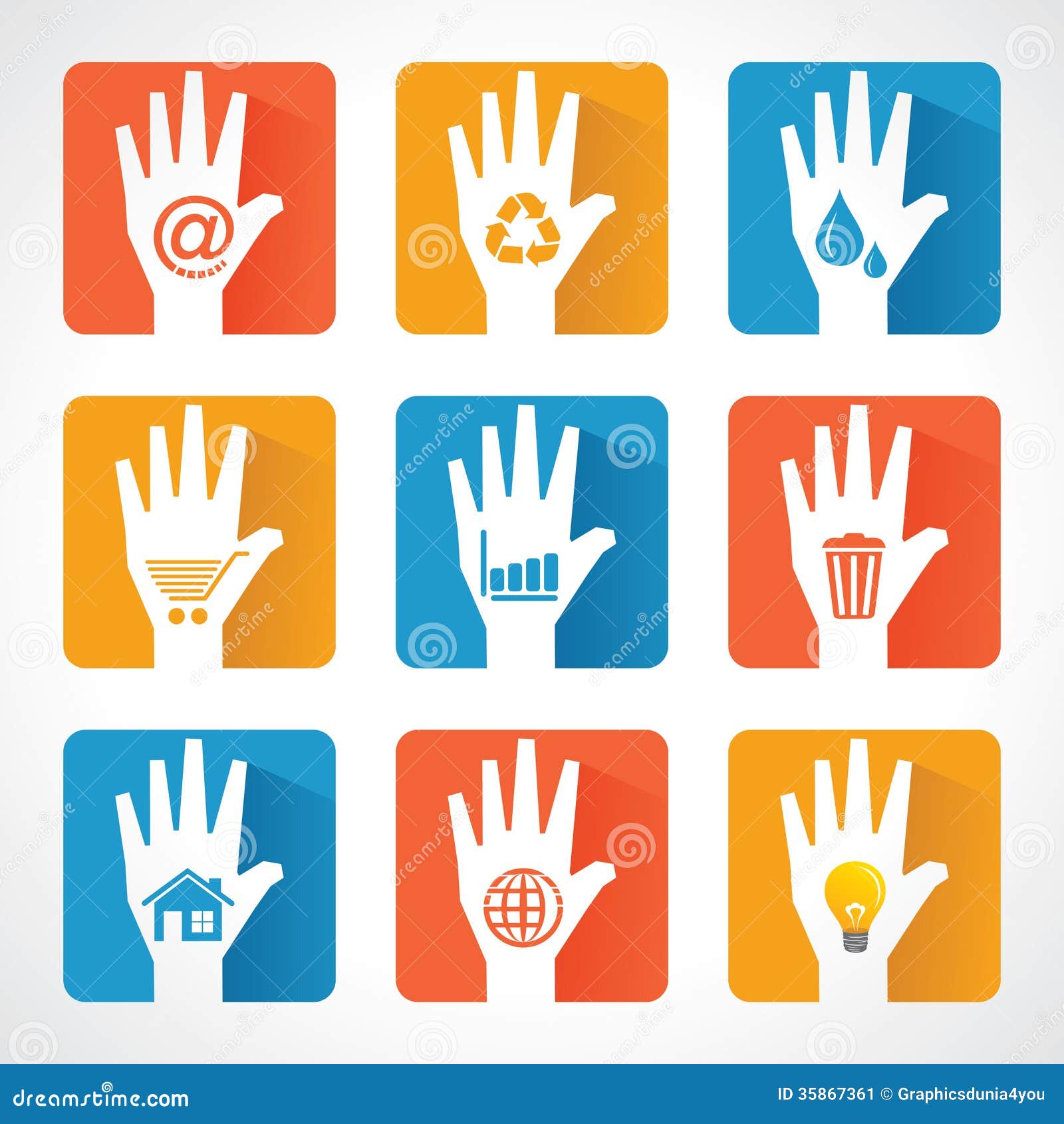Different Icons and Design with Helping Hand Stock Vector ...