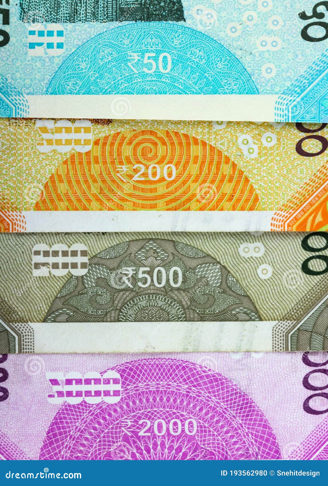 Different Indian Rupee Bills in the Stack Stock Photo - Image of five ...