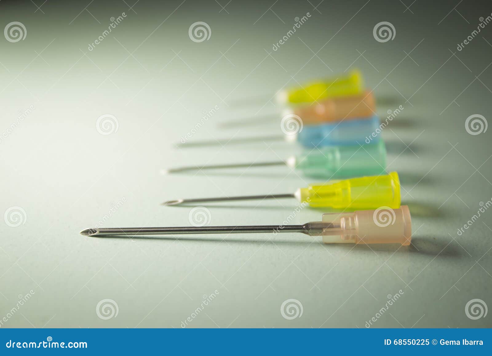 Different Injection Needles Arranged in Rows. Stock Image - Image of ...