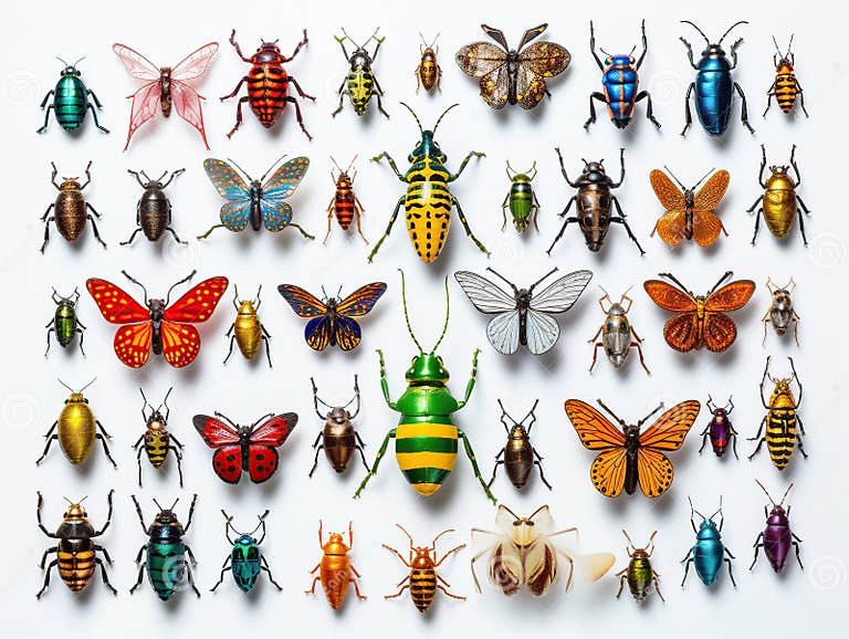 Image of Different Insects on White Background Stock Illustration ...