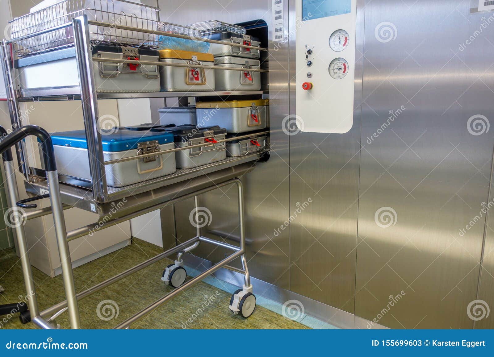 Some Different Instrument Containers are Pushed into a Sterilization ...