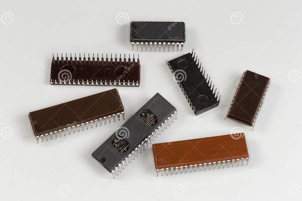 Different Integrated Circuits in Plastic Wide DIP Packages Stock Photo ...