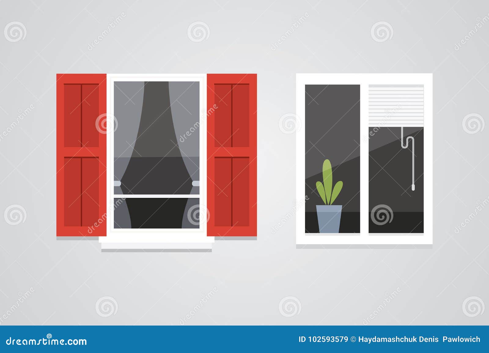 Different Interior Windows of Various Forms Vector Illustration Stock ...