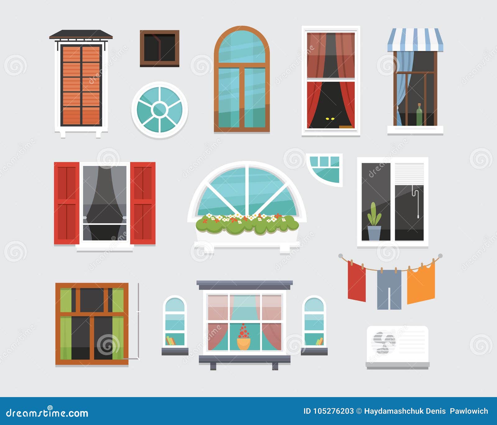 Different Interior Windows of Various Forms Vector Illustration ...