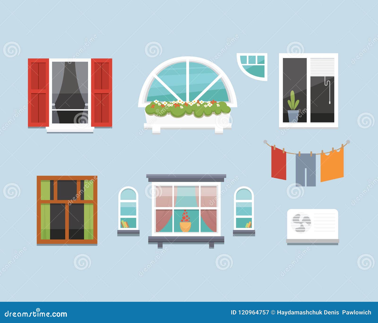 Different Interior Windows of Various Forms Vector Illustration ...