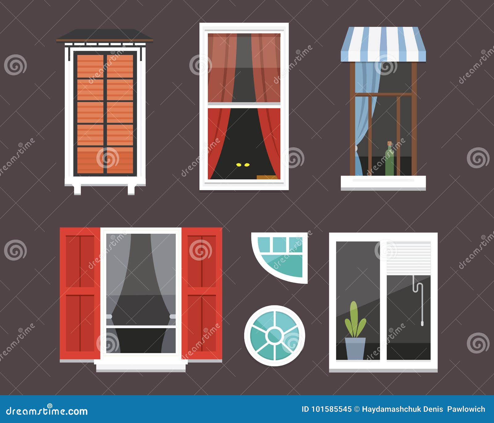 Different Interior Windows of Various Forms Vector Illustration. Stock ...