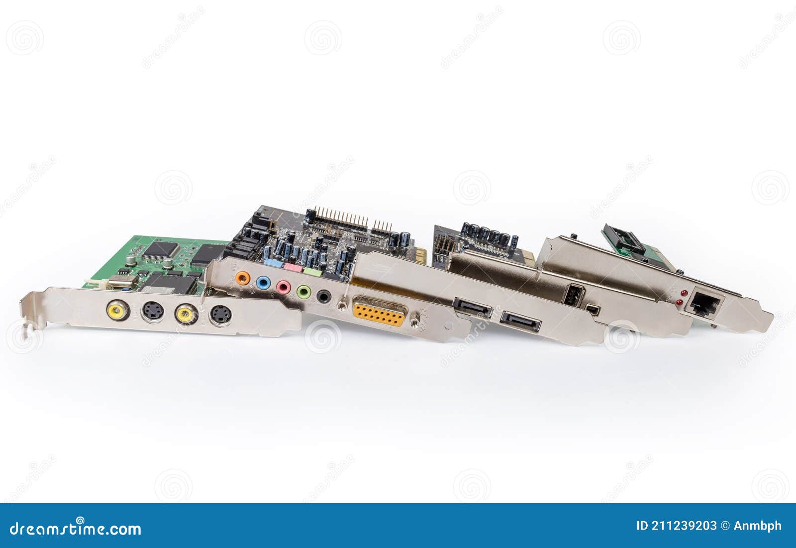 Two Different Internal Multimedia Cards For PC On White Background ...