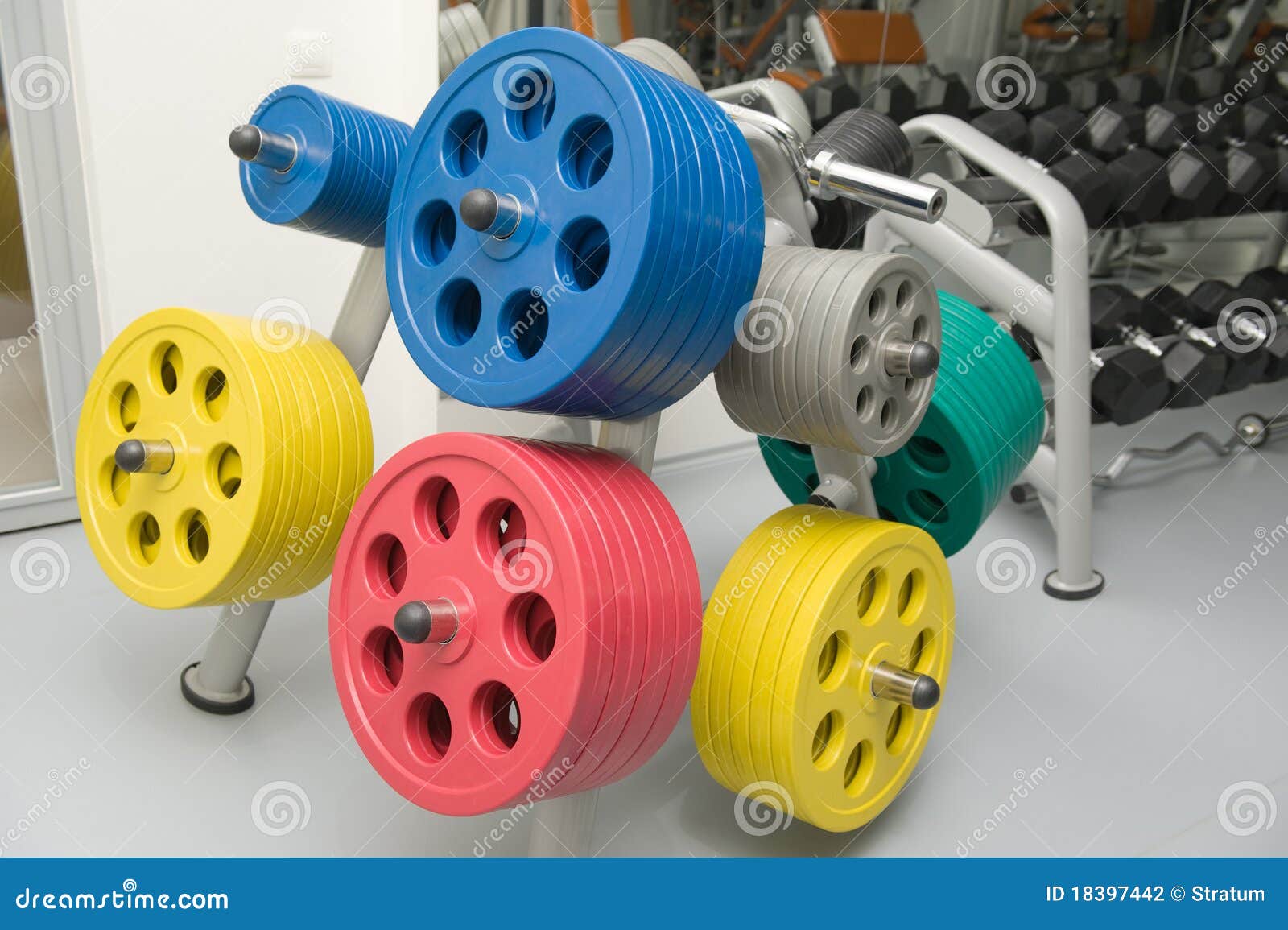 Different Iron Disc Weights Stock Photo - Image of equipment, colored ...