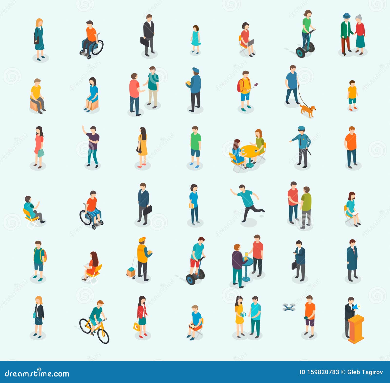 Different Isomeric People Set Stock Vector - Illustration of meeting ...