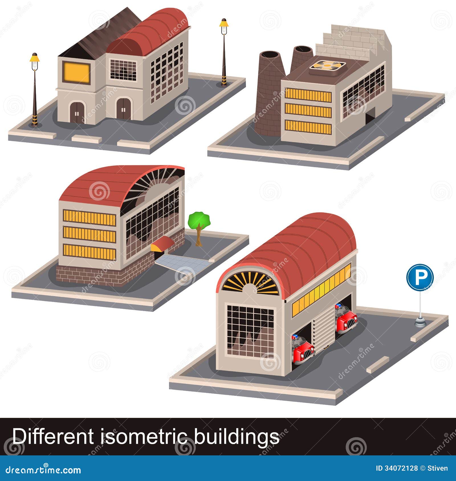 Different Isometric Buildings Stock Vector - Illustration of design ...