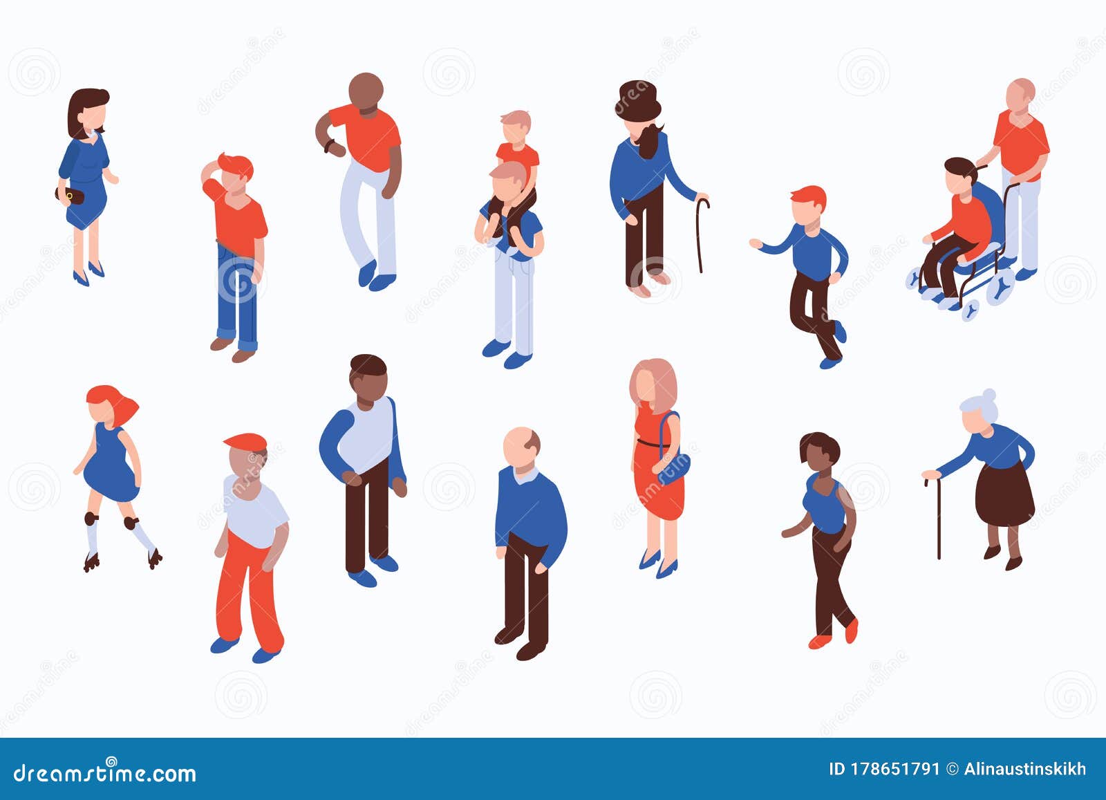 Different Isometric People Vector Set Isolated on White. Stock ...