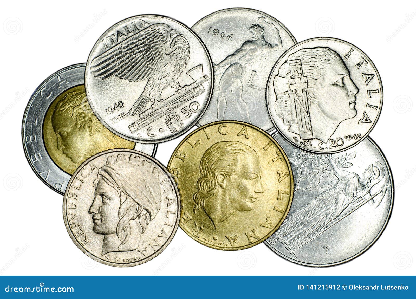 Different Italian coins stock photo. Image of currency - 141215912