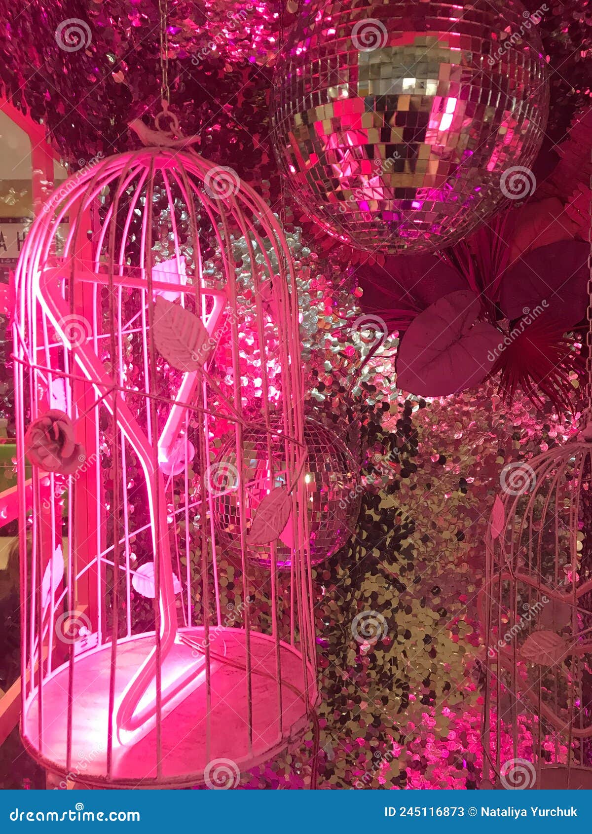 Different Items in Neon Pink Color Decoration Stock Image - Image of ...