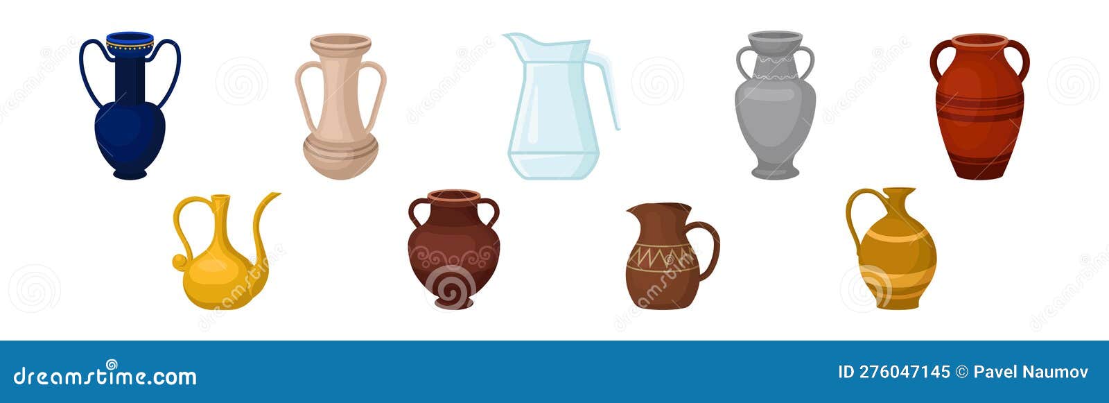 Different Jug and Vessels with Neck and Handle for Interior and Kitchen ...