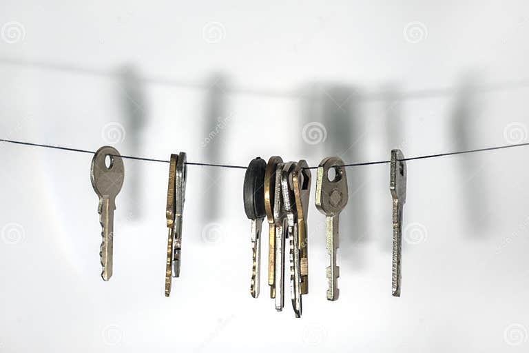 A Different Keys from Different Locks Hanging on String Stock Image ...