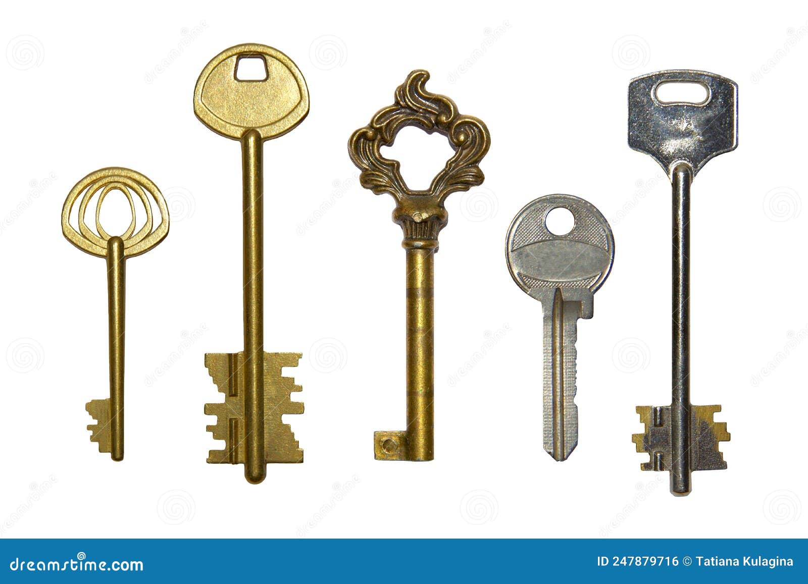 Different Keys Isolated on White Background. Stock Photo - Image of ...