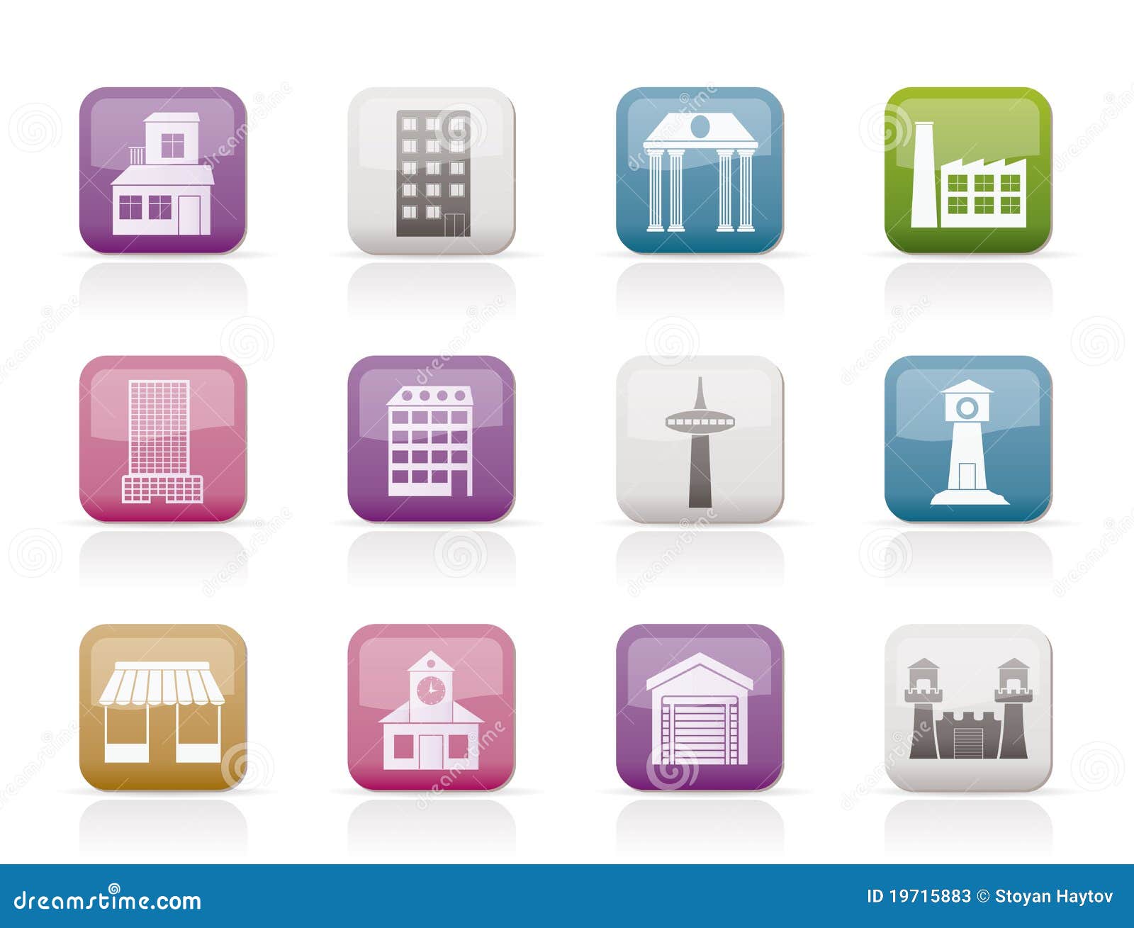 Different Kind of Building and City Icons Stock Vector - Illustration ...
