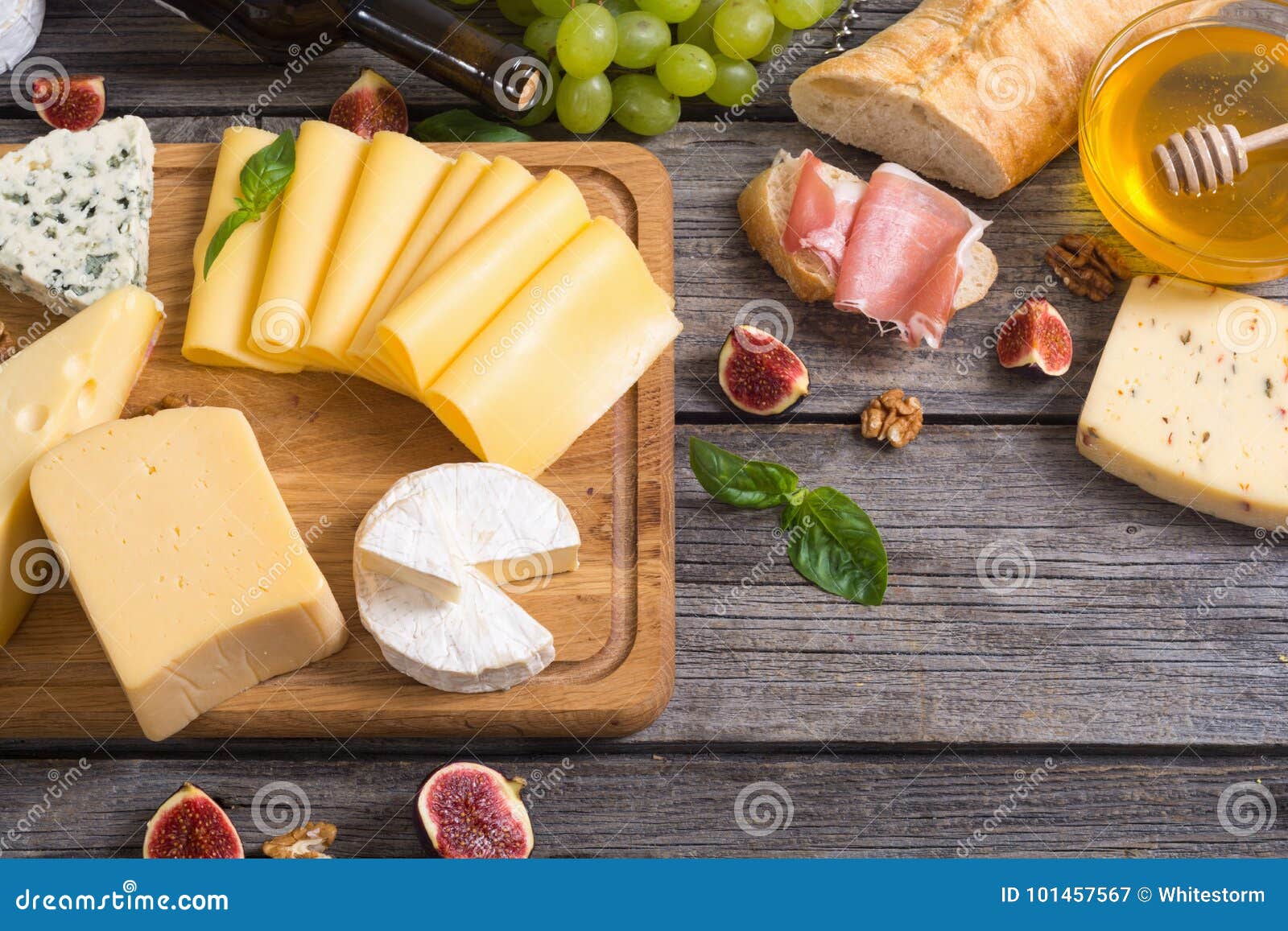 Different kind of cheese stock image. Image of appetizer - 101457567