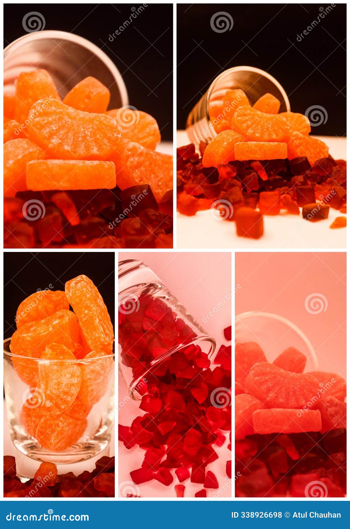 Different Kind of Collage Candy in the Glass Stock Photo - Image of ...