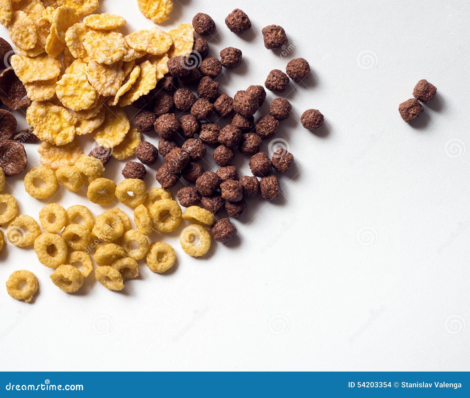 Different Kind of Cornflakes on White Background Stock Photo - Image of ...