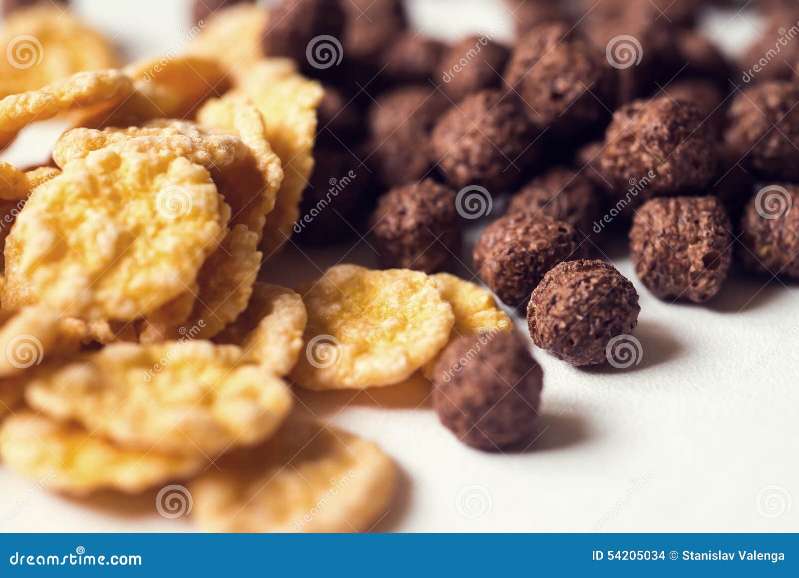 Different Kind of Cornflakes on White Background Stock Photo - Image of ...