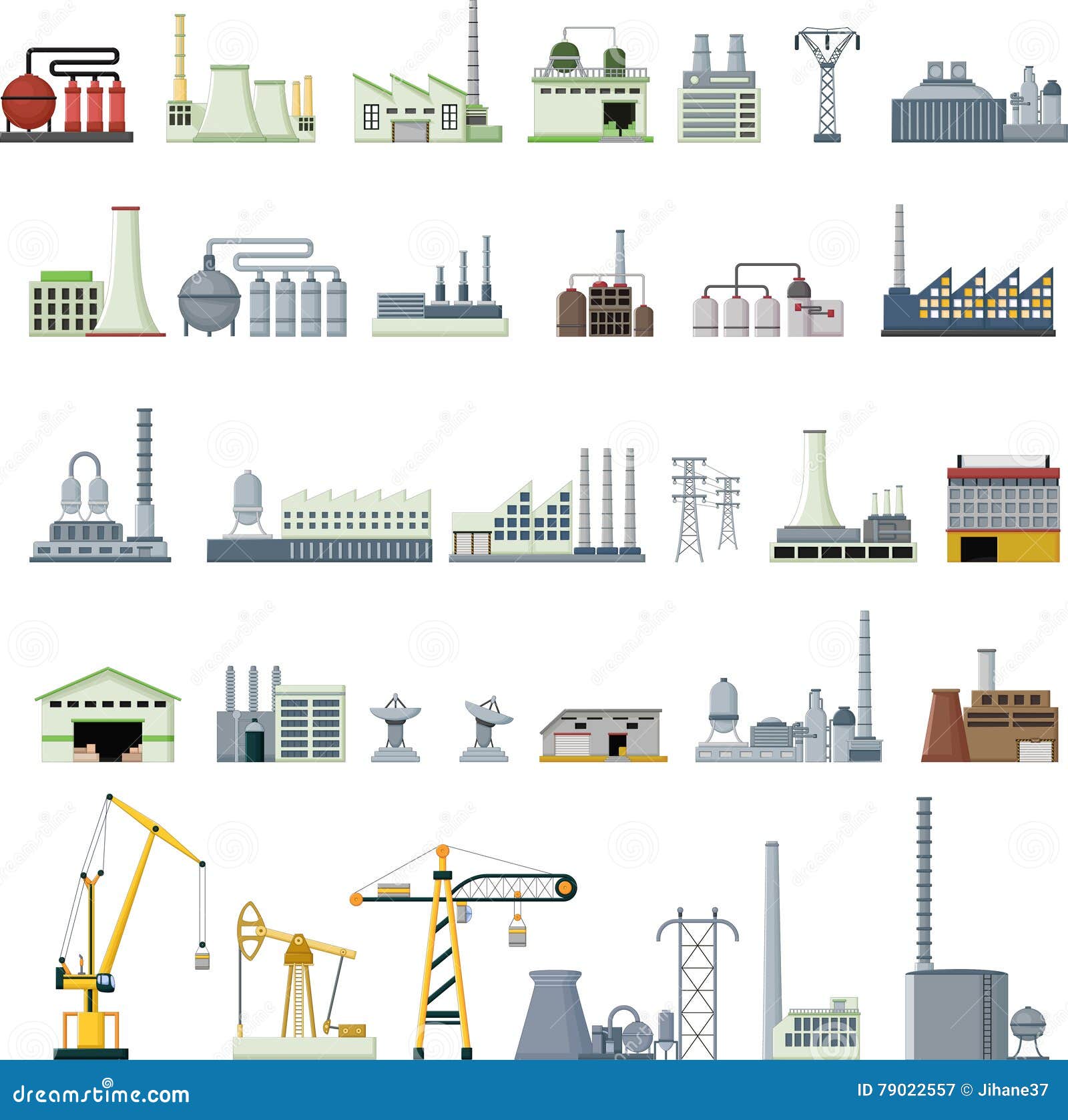 Different kind of factorys stock illustration. Illustration of station ...