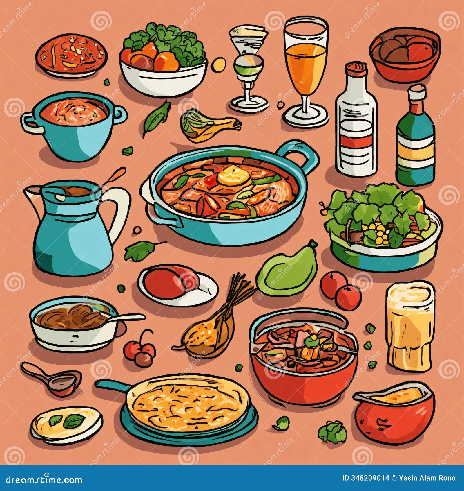 Different Kind of Illustrated Nutritious Foods Stock Photo - Image of ...