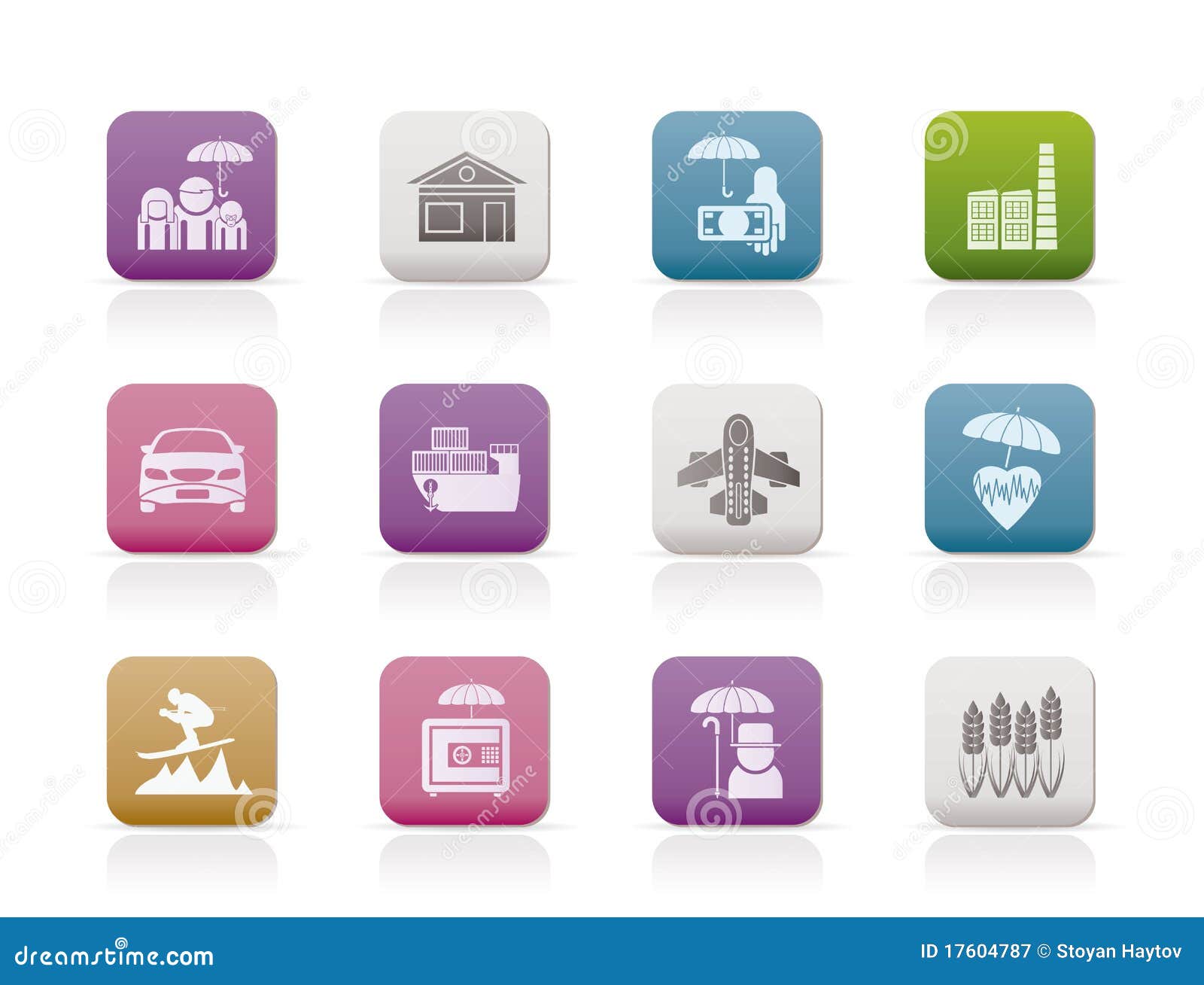 Different Kind of Insurance and Risk Icons Stock Vector - Illustration ...
