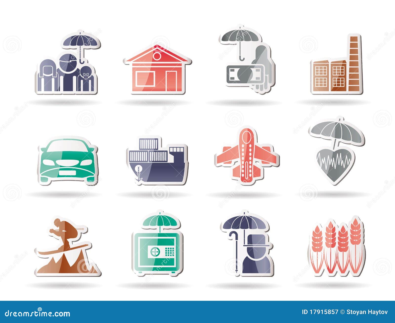 Different Kind of Insurance and Risk Icons Stock Vector - Illustration ...