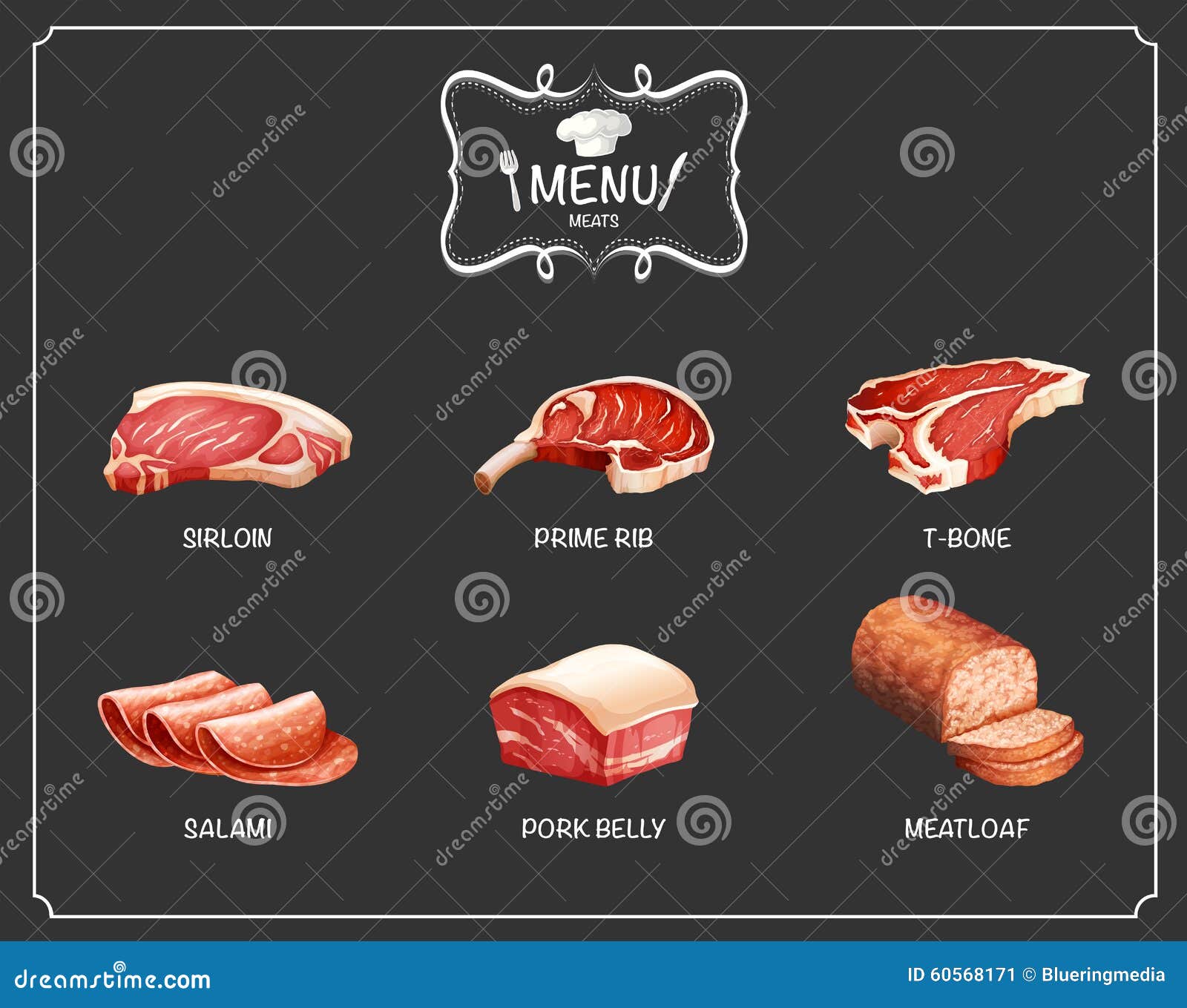 Different Kind of Meat on Menu Stock Vector - Illustration of card ... Different Kind of Meat on Menu Stock Vector - Illustration of card ...