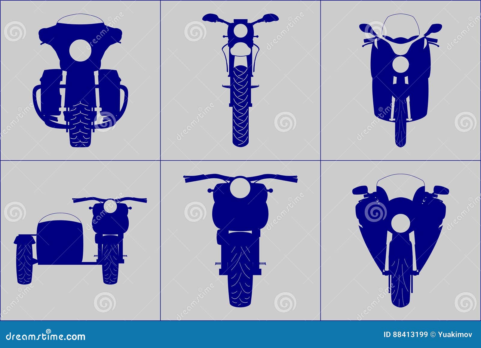 Different Motorcycle Fuel Tanks Front, Back, Top And Side View Isolated ...