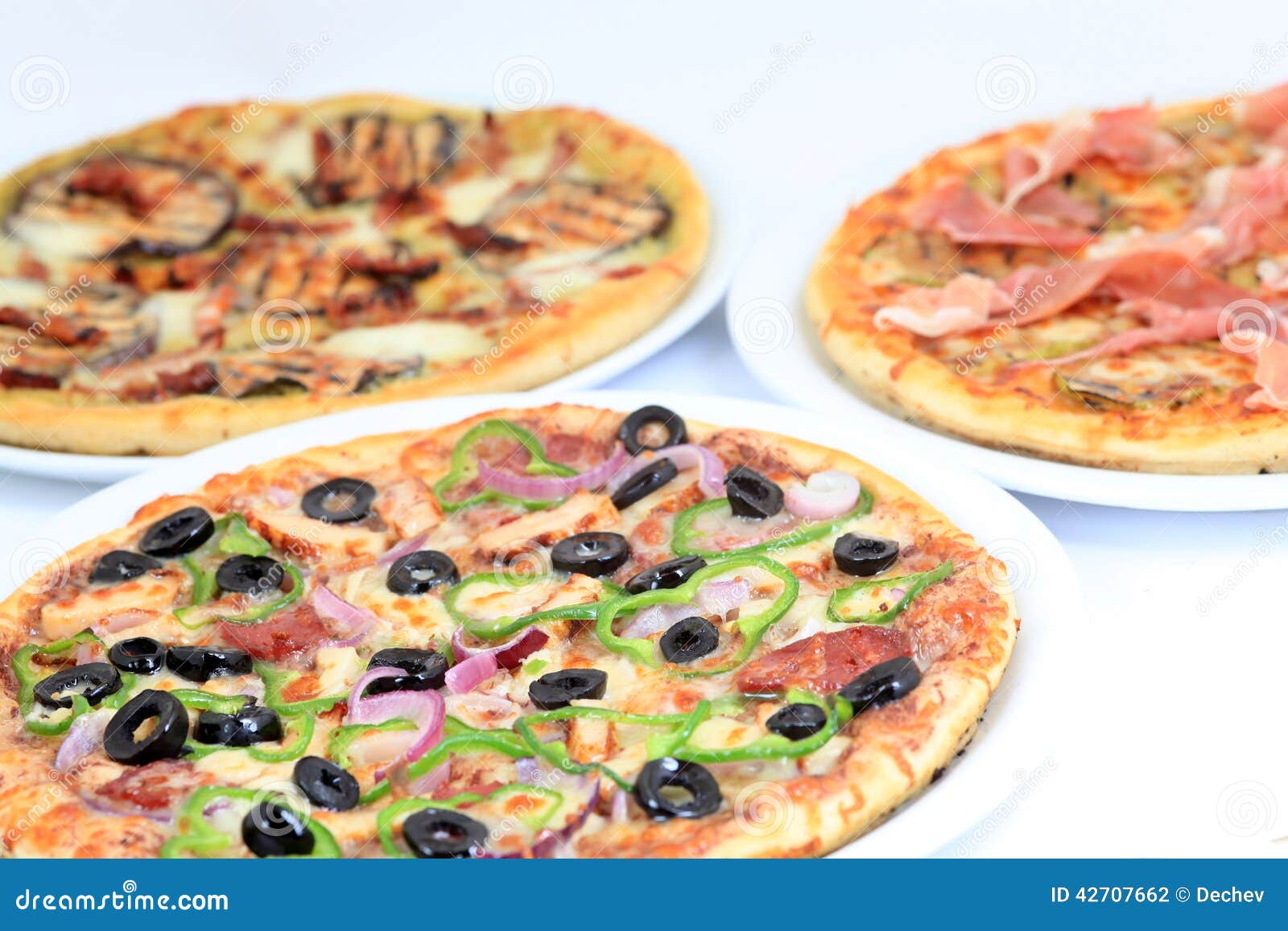 Different kind of pizzas stock photo. Image of junk, meal - 42707662