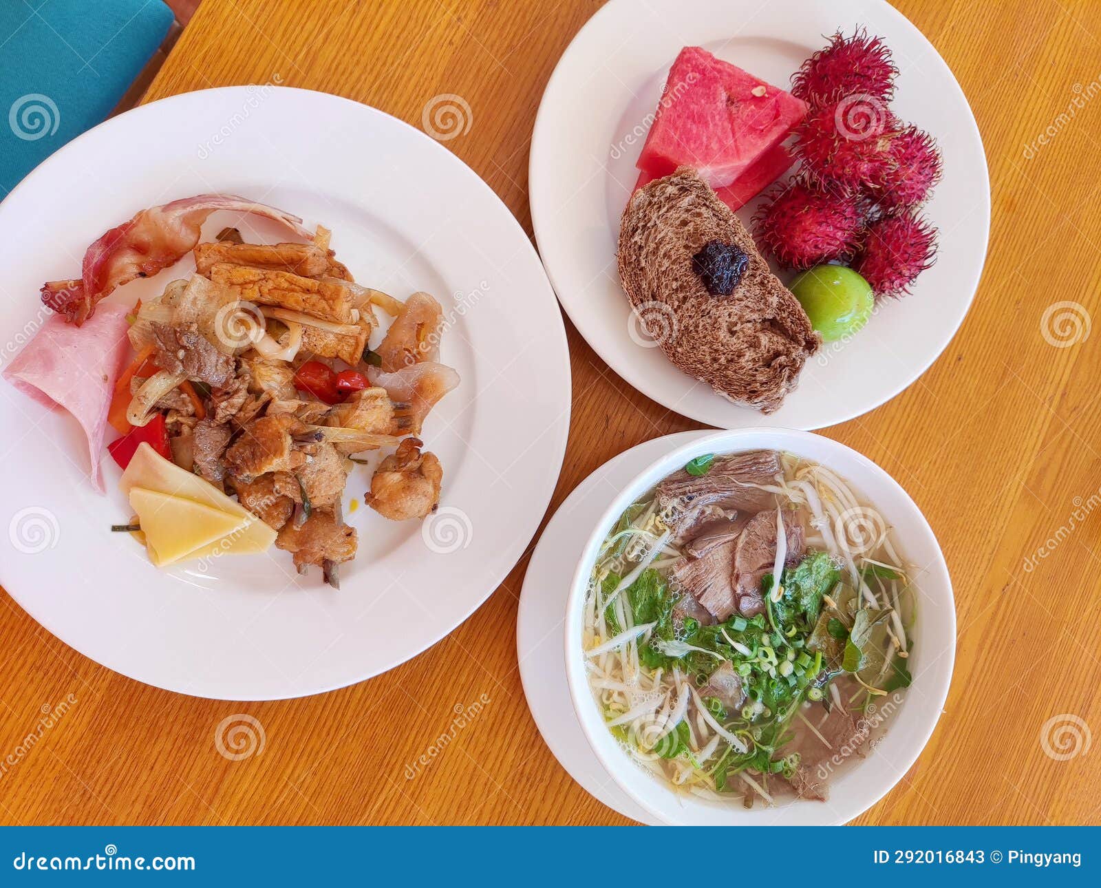 Different Kind of Plate with Food and Fruits Stock Image - Image of ...