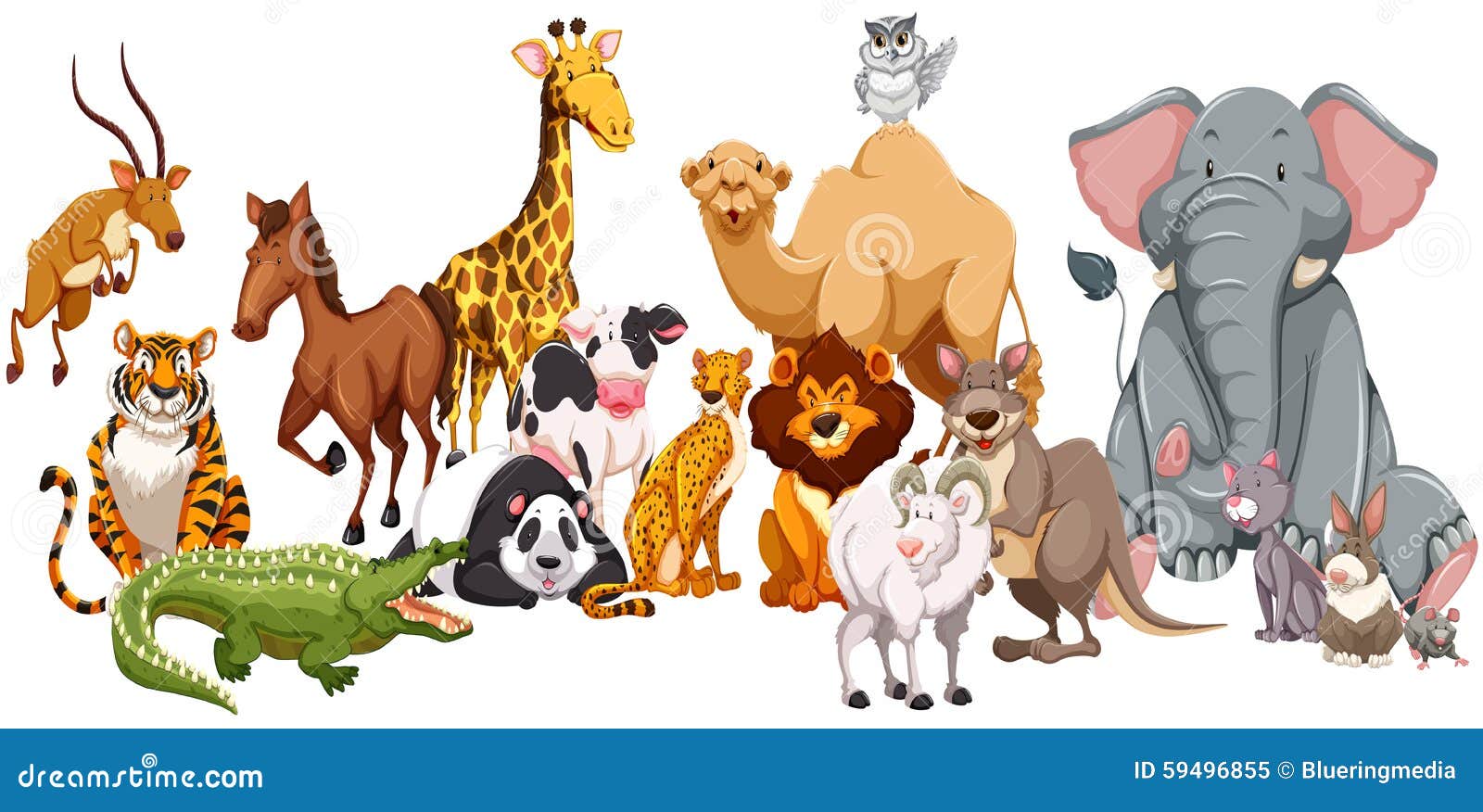 Different Kind of Wild Animals Stock Illustration - Illustration of ...