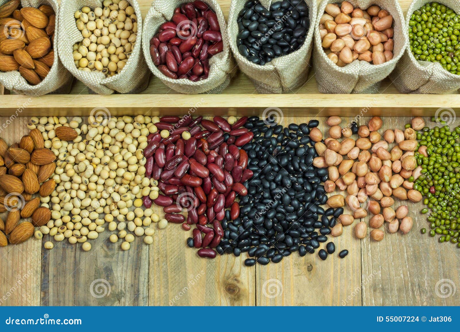 Different Kinds of Beans Scattered Stock Photo - Image of almond ...