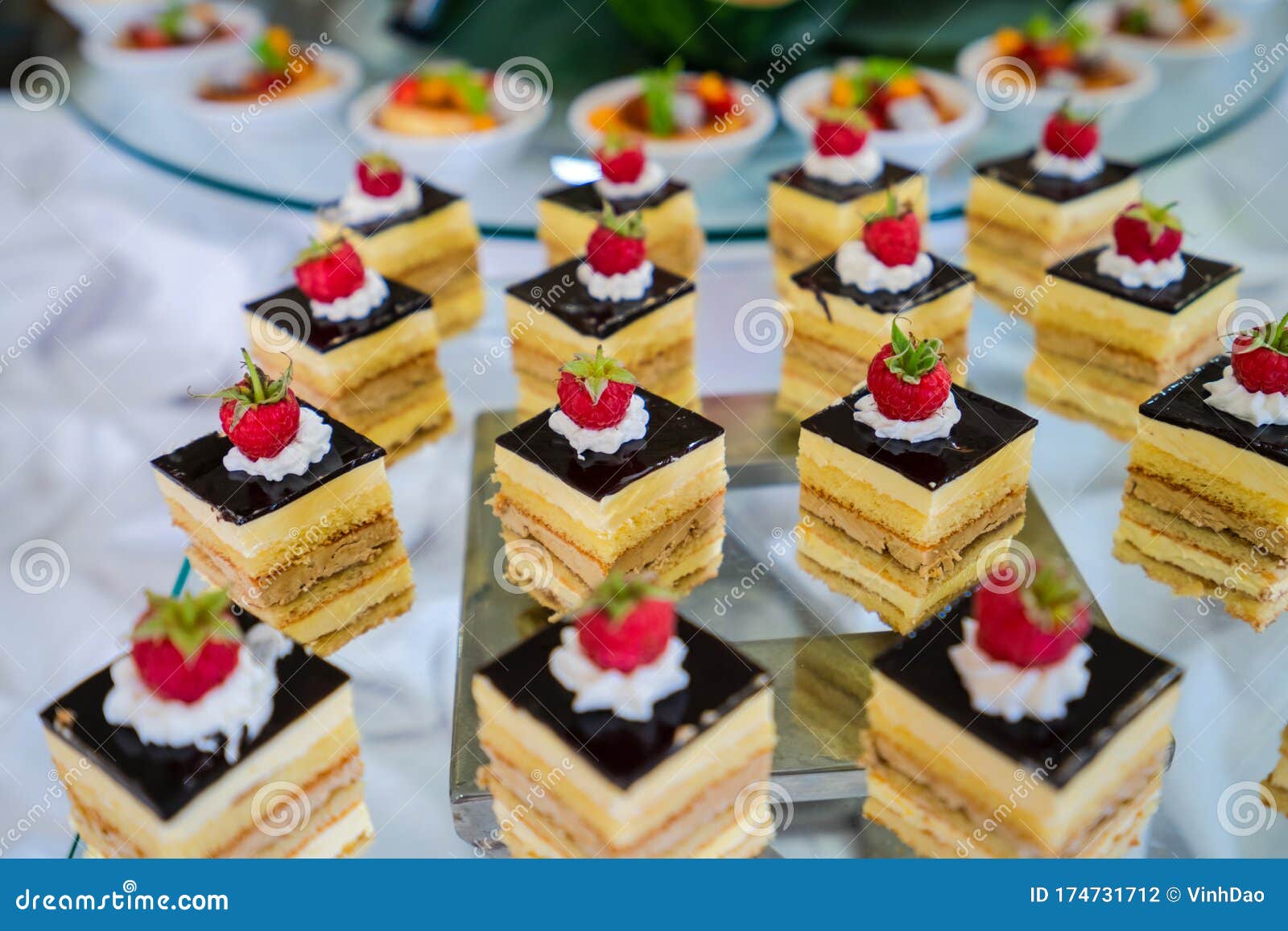 Different Kinds of Beautiful Pastry, Small Sweet Cakes on Buffet Table ...
