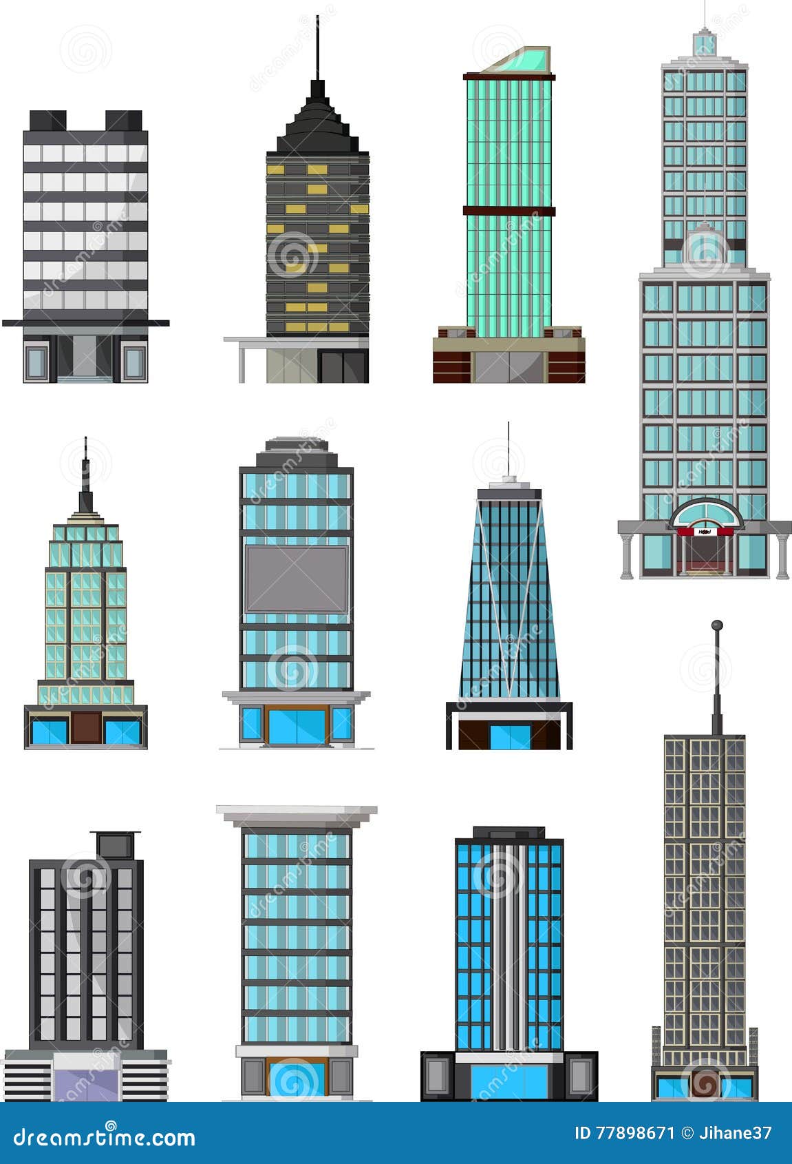 Different Kinds of Buildings Cartoon Stock Illustration - Illustration ...