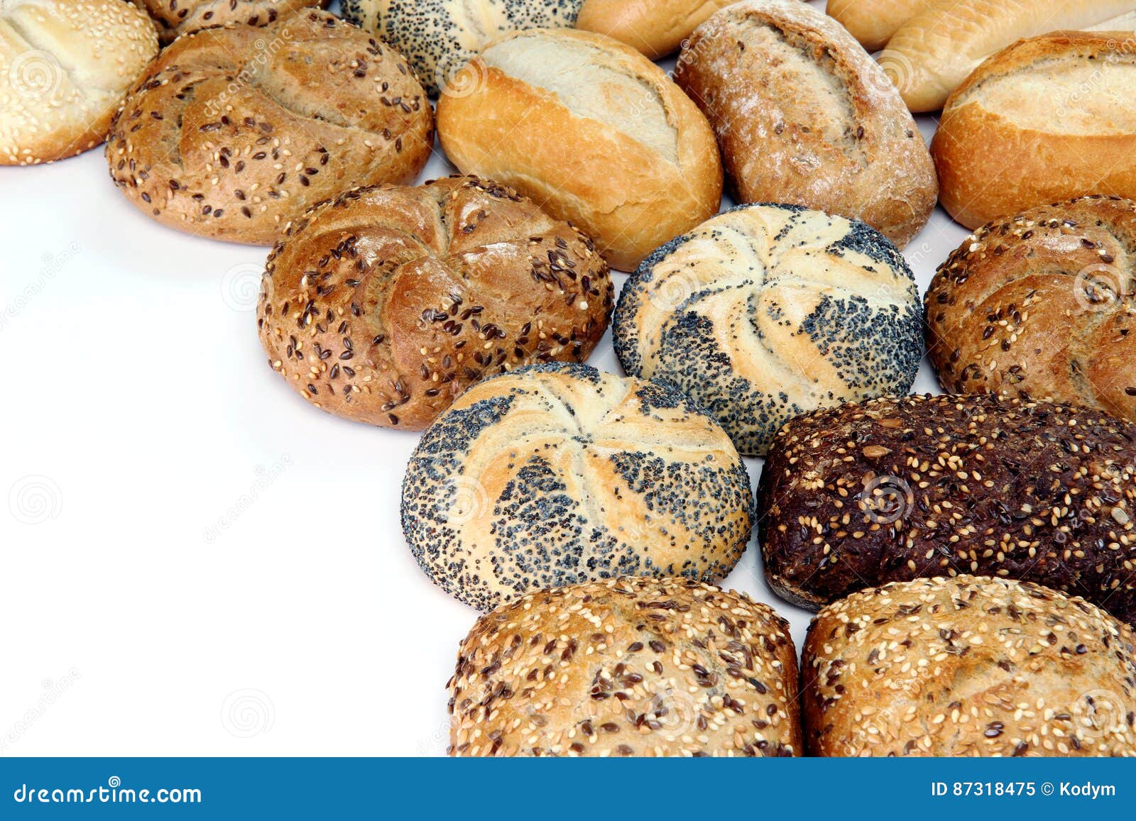 Different Kinds of Buns on a White Background Stock Image - Image of ...