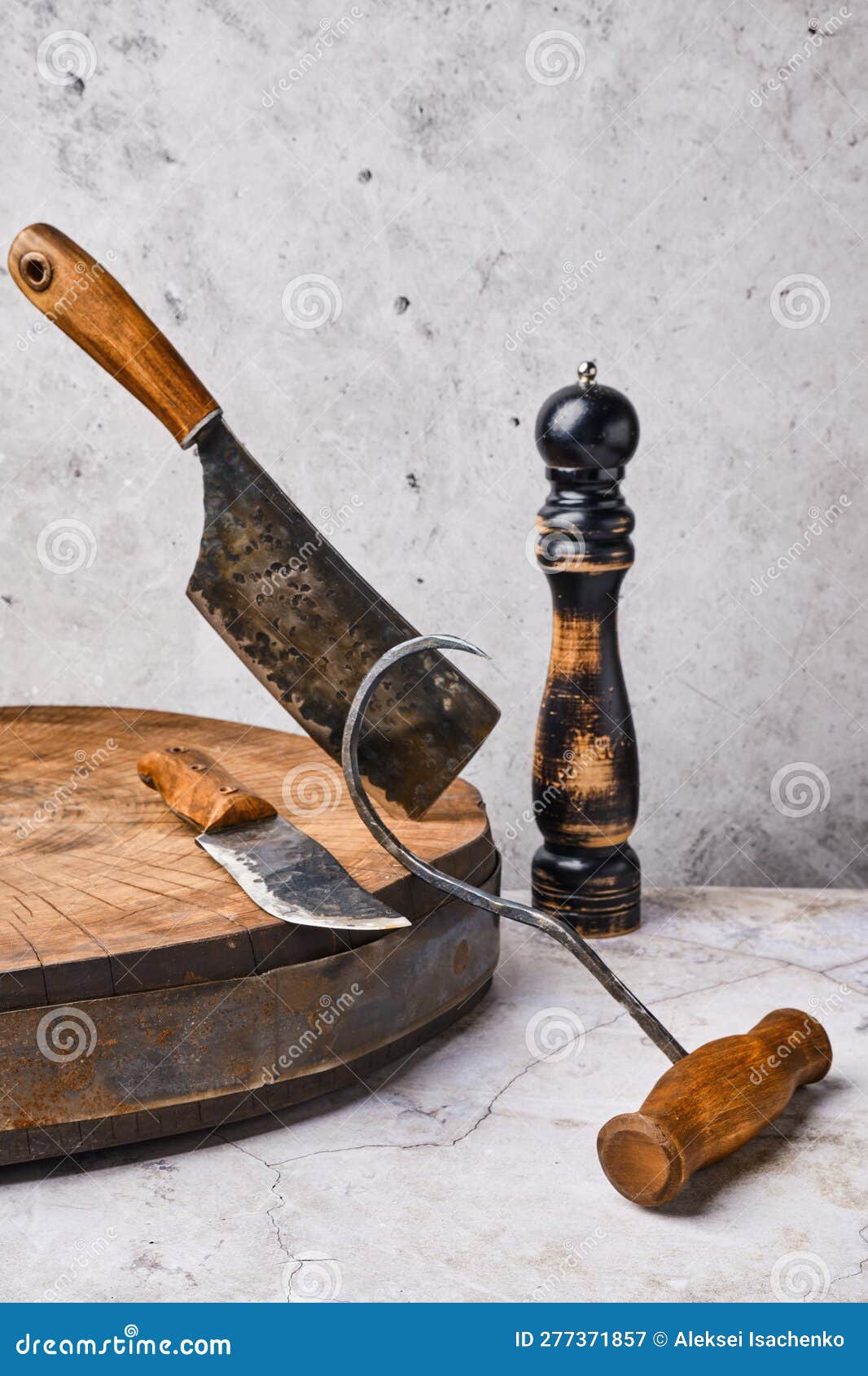 Different Types of Butcher Tools Forged by Blacksmith Stock Image ...