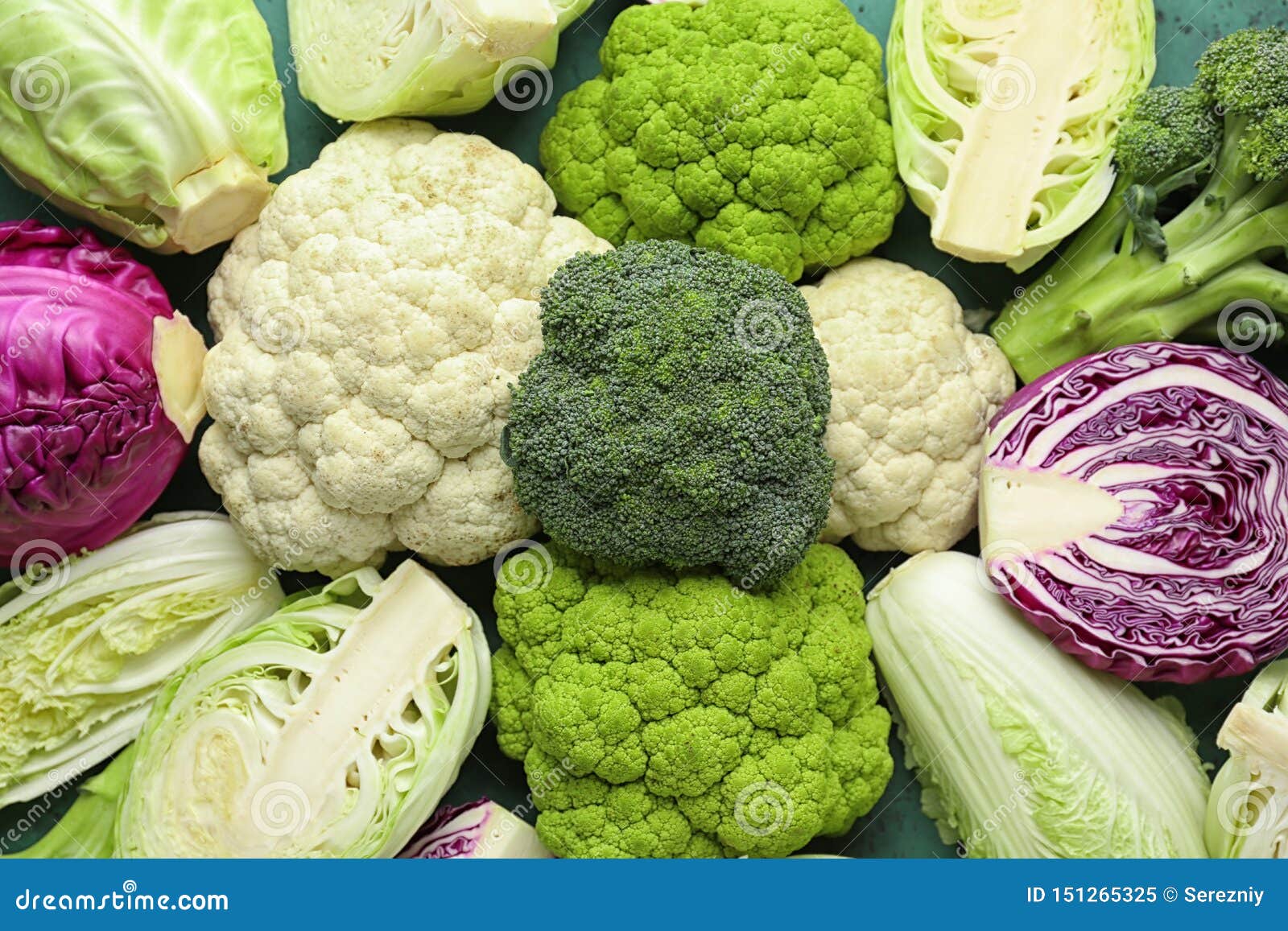 Different Kinds of Cabbage on Color Table Stock Image - Image of fresh ...