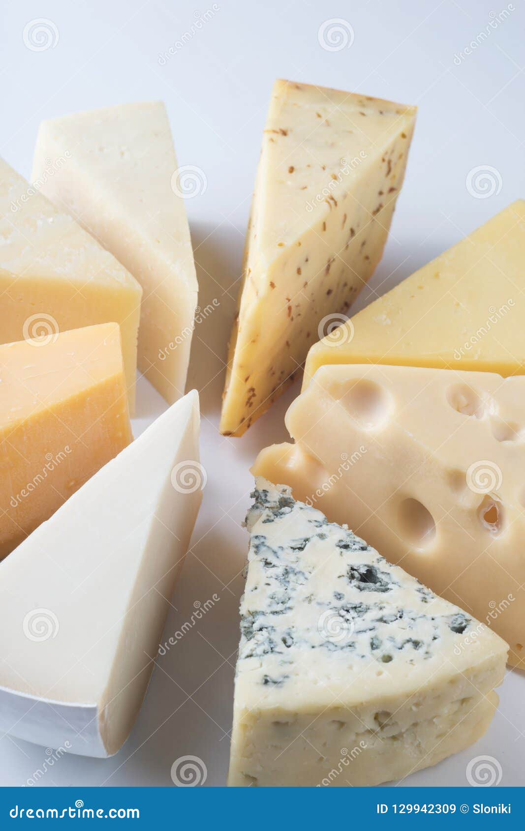 Different Kinds of Cheeses Isolated on White Background. Stock Image ...