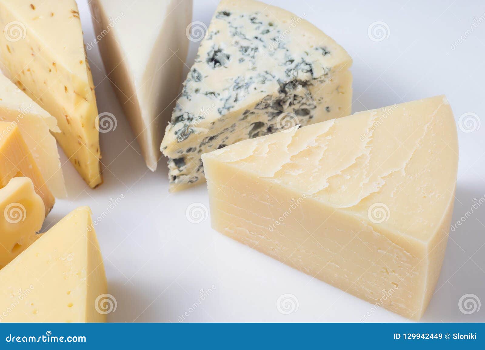 Different Kinds of Cheeses Isolated on White Background. Stock Image ...